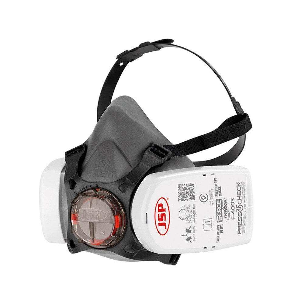 JSP FORCE TYPHOON 8 HALF MASK RESPIRATOR PACK WITH P2 FILTERS - MEDIUM ...