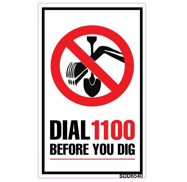 DIAL 1100 BEFORE YOU DIG SAFETY STICKER – All Trades Safety & Workwear ...