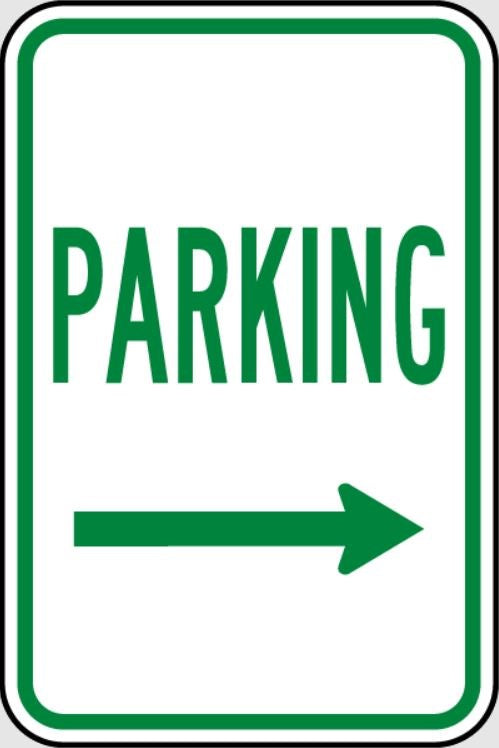 PARKING (RIGHT ARROW) SIGN – All Trades Safety & Workwear Supplies