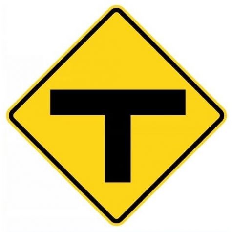 T JUNCTION W2-3 WARNING ROAD SIGN – All Trades Safety & Workwear Supplies